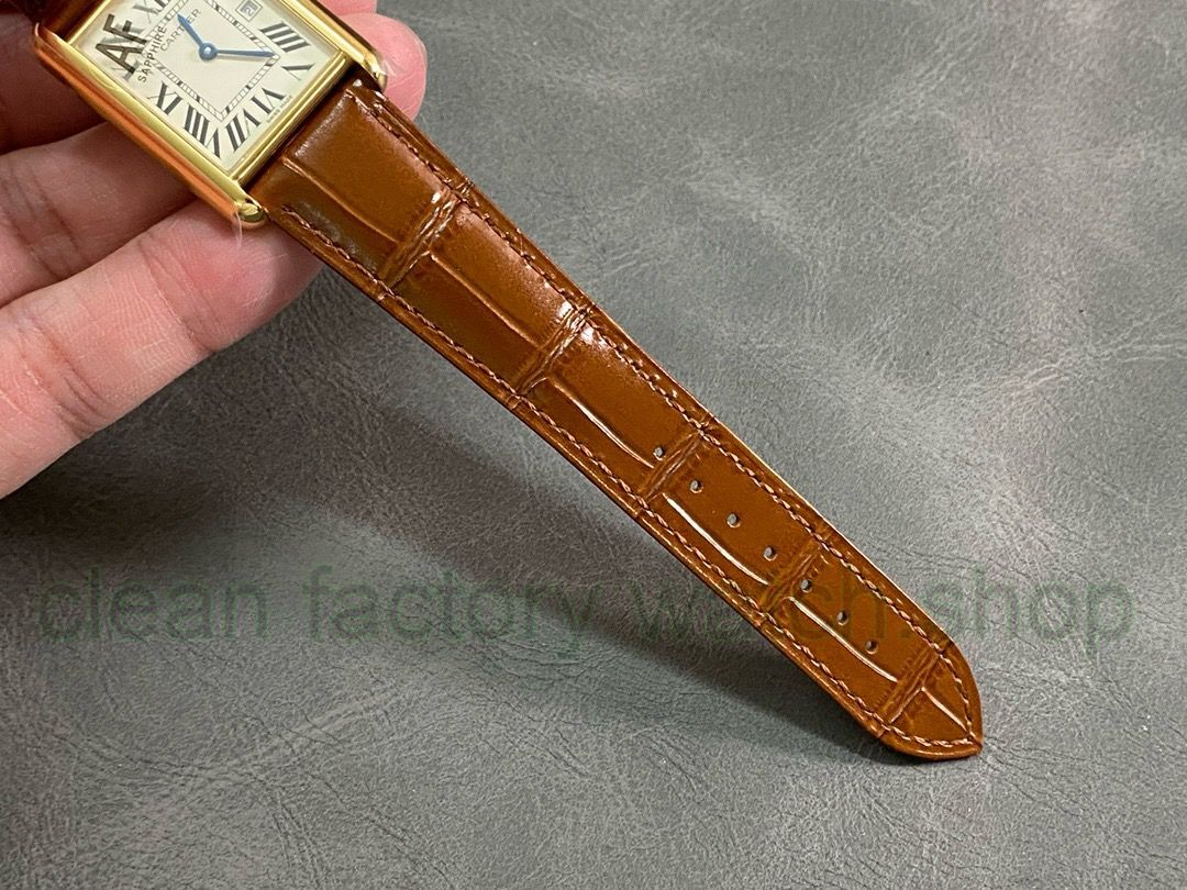 AF Factory Cartier Tank Américaine w2601556 19mm Yellow Gold Leather ...