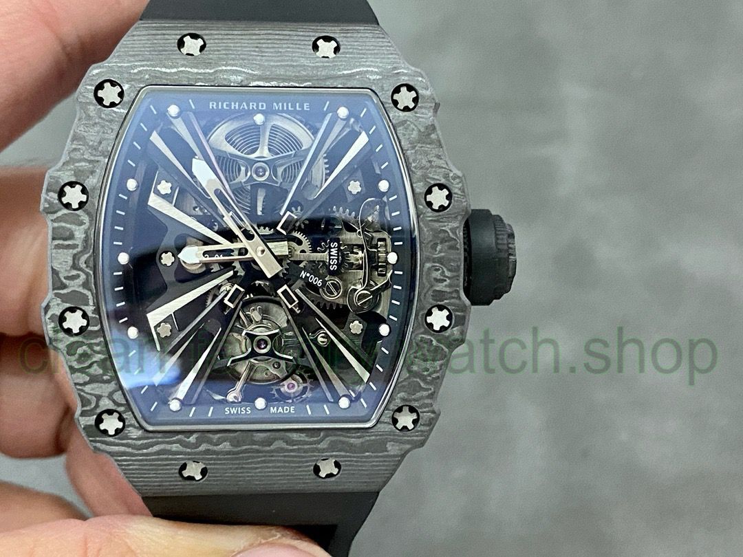 RM Factory Richard Mille RM12-01 39mm Carbon Fiber Black Rubber Strap ...