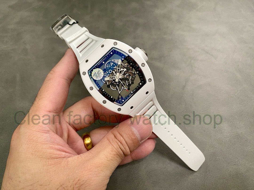 ZF Factory Richard Mille RM 055 42.7mm Full White Ceramic White Rubber ...