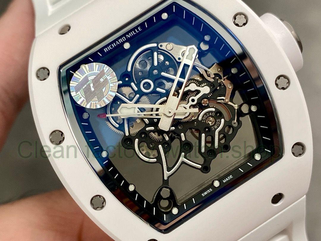 ZF Factory Richard Mille RM 055 42.7mm Full White Ceramic White Rubber ...