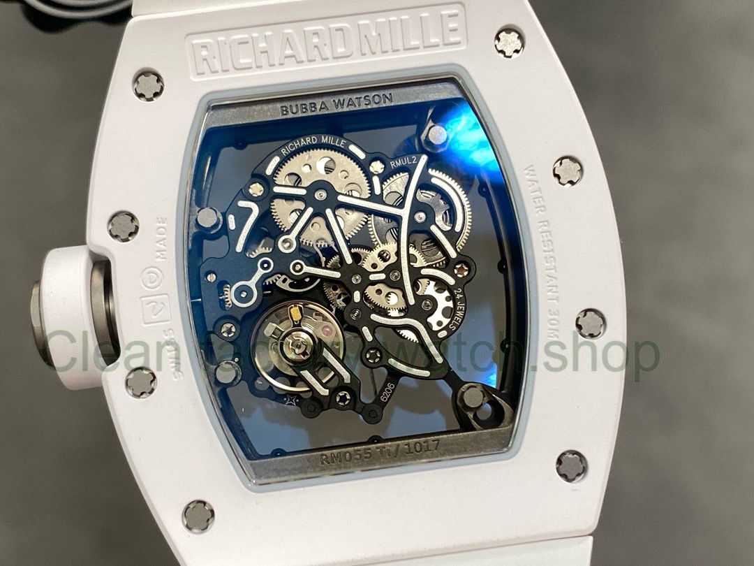ZF Factory Richard Mille RM 055 42.7mm Full White Ceramic White Rubber ...