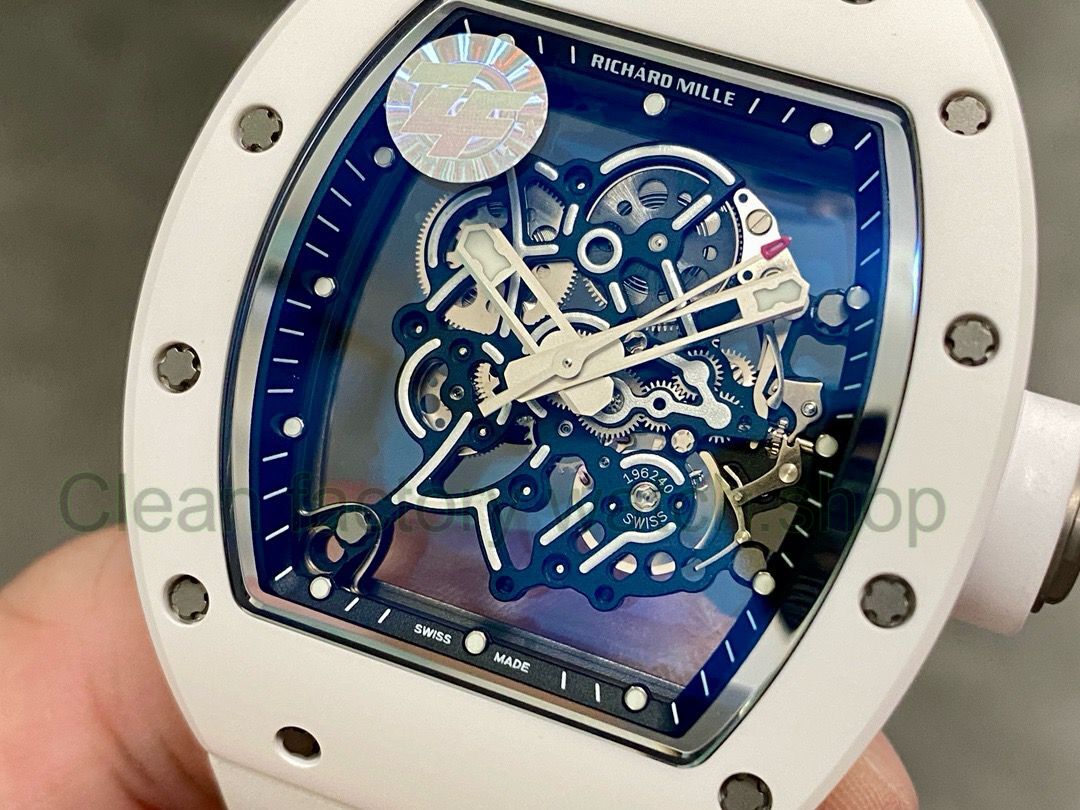 ZF Factory Richard Mille RM 055 42.7mm Full White Ceramic White Rubber ...