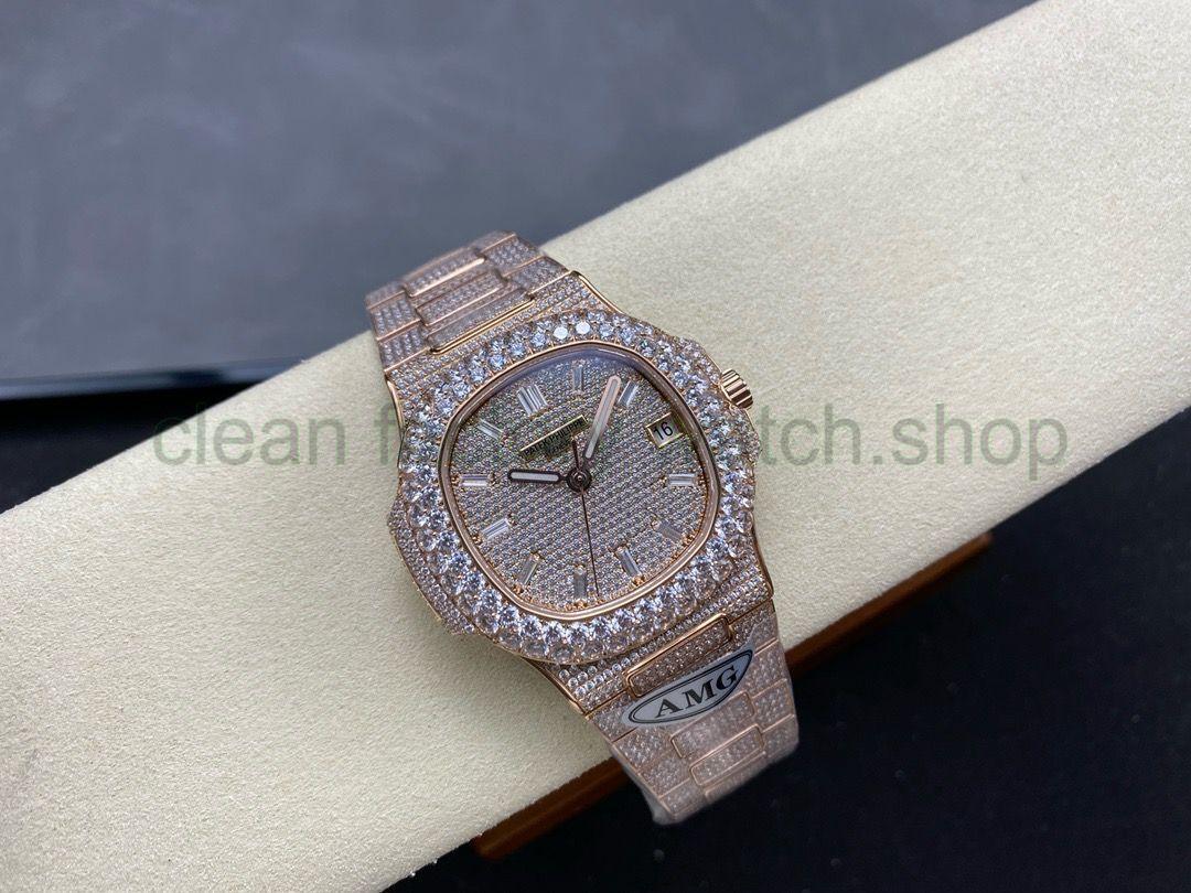 AMG Factory Patek Philippe Nautilus PP5711 40mm Diamond Bezel Rose Gold ...