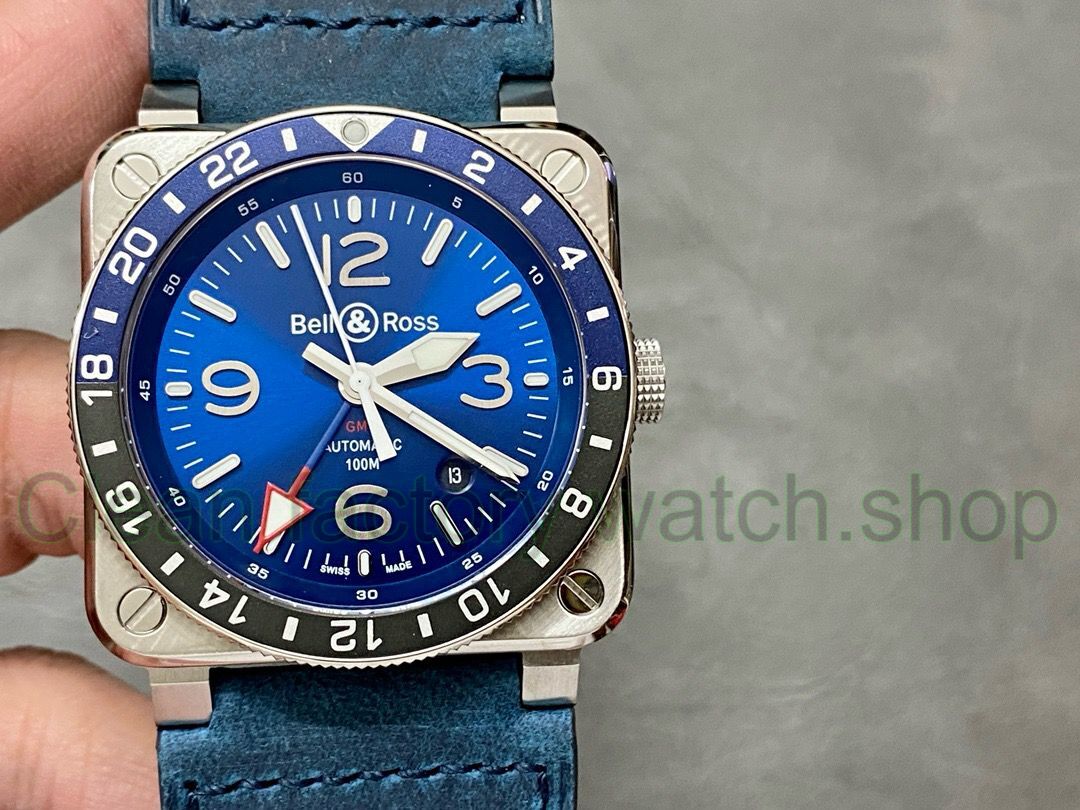 BRF Factory Bell & Ross BR 03 BR0393-BLU-ST/SCA 42mm Steel Calf Skin ...