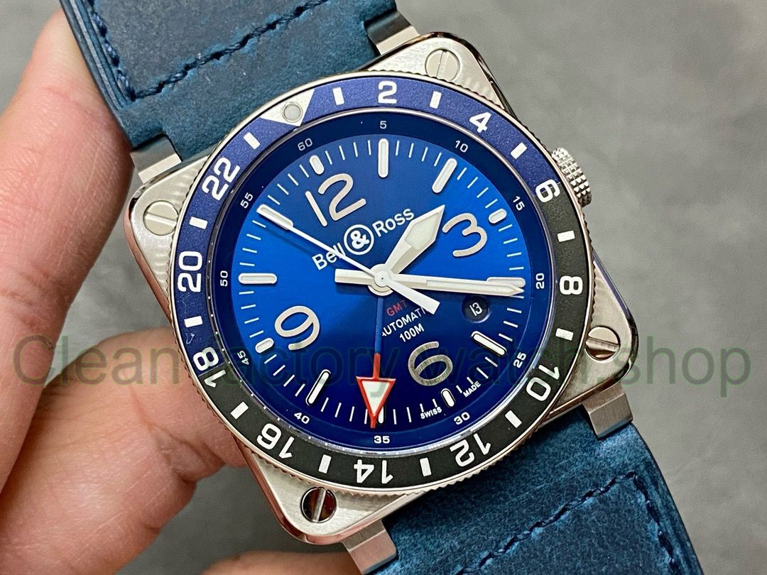 BRF Factory Bell & Ross BR 03 BR0393-BLU-ST/SCA 42mm Steel Calf Skin ...