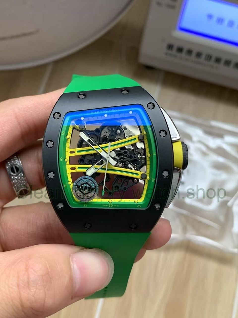 APS Factory Richard Mille RM 061-01 Green Rubber Strap Yohan Blake ...